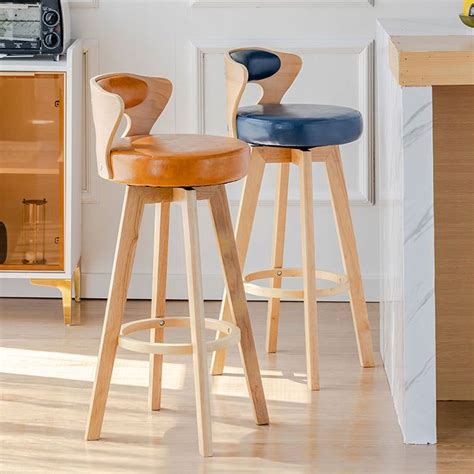 Contemporary Counter Round Bar Stool Armless Wood Bar Stool With