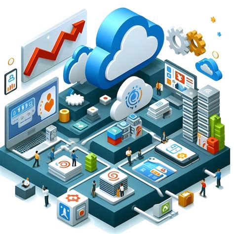 3d flat vector as cloud computing integration with legacy systems and