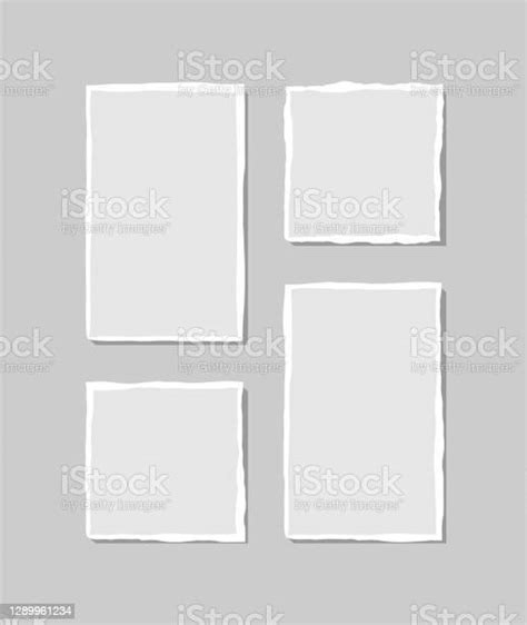 찢어진 흰색 노트 세트 회색 배경에 고립 된 다양한 모양의 찢어진 종이 조각 벡터 그림입니다 0명에 대한 스톡 벡터 아트 및 기타 이미지 Istock