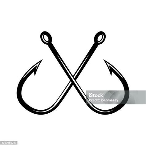 교차 낚시 후크 레이블 기호 배지에 대한 디자인 요소입니다 벡터 일러스트레이션 낚시바늘에 대한 스톡 벡터 아트 및 기타 이미지 낚시바늘 횡단 일러스트레이션 Istock