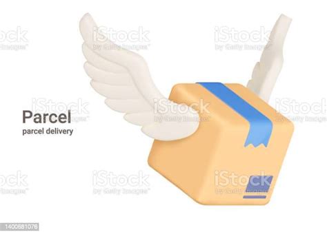 소포 날개가있는 배달 상자 격리 구매의 빠른 배송 물류 서비스 투명한 배경의 3d 개체 3차원 형태에 대한 스톡 벡터 아트 및
