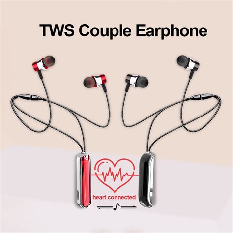 블루투스 이어폰 스포츠 무선 헤드폰 핸즈프리 Tws 커플 목걸이 블루투스 이어버드 9d 스테레오 메탈 헤드셋 마이크 포함 블루투스 이어폰 커플 목걸이