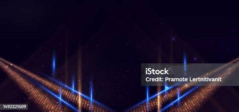 추상적인 우아한 짙은 파란색 배경에는 금색과 파란색 광선이 조명 효과가 반짝입니다 럭셔리 템플릿 수상 디자인 Film Festival에 대한 스톡 벡터 아트 및 기타 이미지