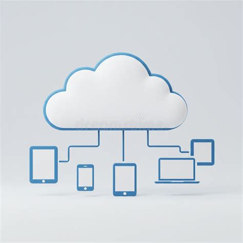 cloud computing concept with a 3d cloud icon connected to various blue
