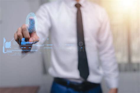 Businessman Scanning A Fingerprint Security System Concept Stock Image Image Of Protection