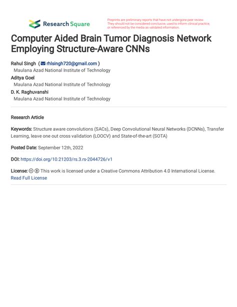 Pdf Computer Aided Brain Tumor Diagnosis Network Employing Structure