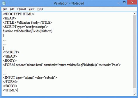 Html Form With Javascript Validation Example Examples Of Javascript
