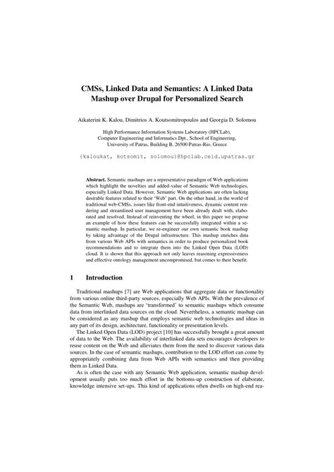 Pdf Cmss Linked Data And Semantics A Linked Data Mashup Over Drupal For Personalized Search