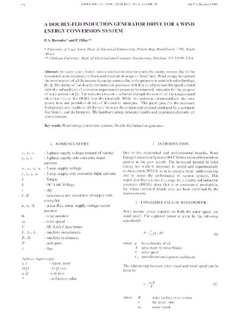 Pdf A Doubly Fed Induction Generator Drive For A Wind Energy Conversion System