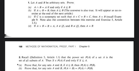 Solved Let A And B Be Arbitrary Sets Prove A A B A Chegg