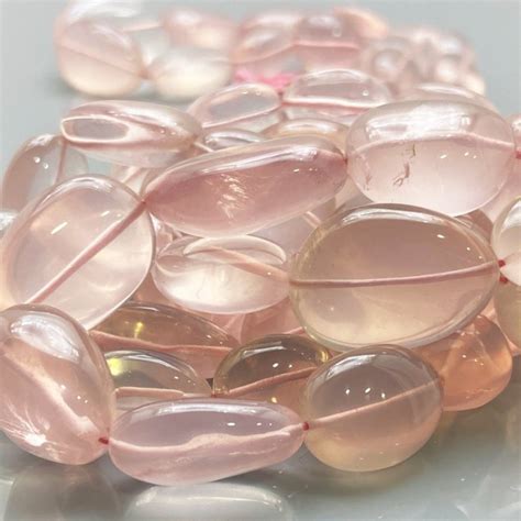 Natural Rose Quartz Smooth Nugget Gemstone Beads Strand 156584