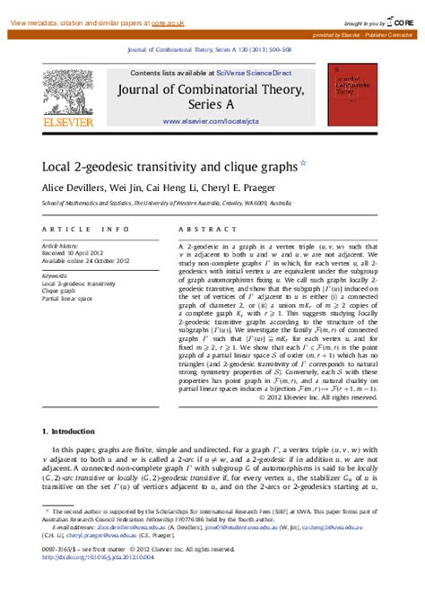 Pdf Local 2 Geodesic Transitivity And Clique Graphs