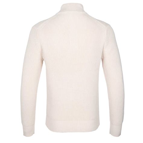Thomas Maine 3 Button Funnel Neck Knitwear In Cream Norton Barrie