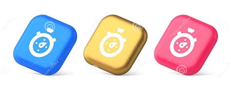 Stopwatch Button Timer Speed Time Counting Application Panel Interface 3d Realistic Isometric