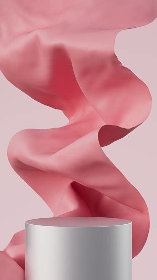 3d 연단 플라잉 천 패브릭 웨이브 수직 모형 핑크 색상 럭셔리 배경 브랜딩 및 제품 프리젠 테이션을위한 일러스트레이션 3d 렌더링 분홍에 대한 스톡 사진 및 기타 이미지