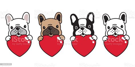 개 벡터 프랑스 불독 심장 발렌타인 포옹 만화 캐릭터 아이콘 미소 로고 일러스트 곰에 대한 스톡 벡터 아트 및 기타 이미지 곰 귀여운 하트 모양 Istock