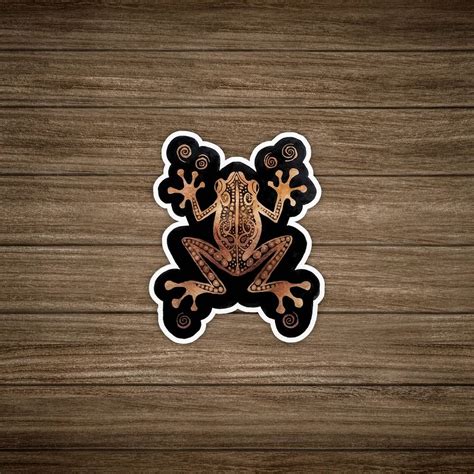 Intricate Frog Sticker Tribal Style Boho Decal For Laptop Water