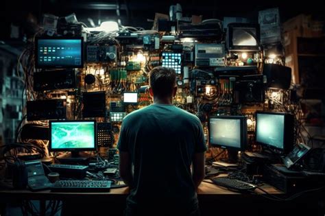 Premium Ai Image Generative Ai Illustration Of A Mysterious Cybercriminal Hacker Working On A