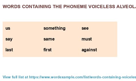 Words Containing The Phoneme Voiceless Alveolar Fricative S 500 Results