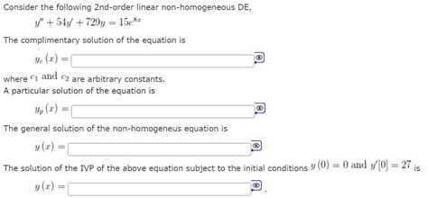 Solved Consider The Following 2 Nd Order Linear