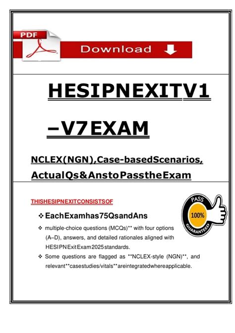 20252026 Hesi Pn Exit Exam V1 V2 V3 V4 V5 V6 V7 Each Exam With 75 Questions And Answers