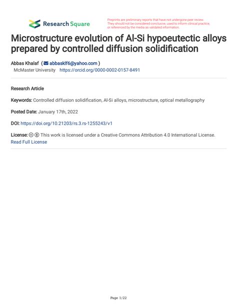 Pdf Microstructure Evolution Of Al Si Hypoeutectic Alloys Prepared By