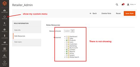 adminhtml magento 2 admin user role not custom menu magento stack