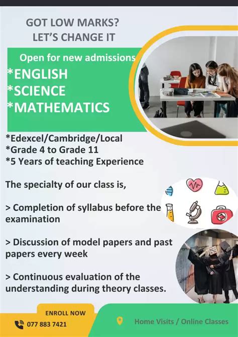 English Science Mathematics Classes English O L Grade 6 11 Colombo