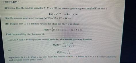 Solved I Suppose That The Random Variables X Y Are IID The Chegg