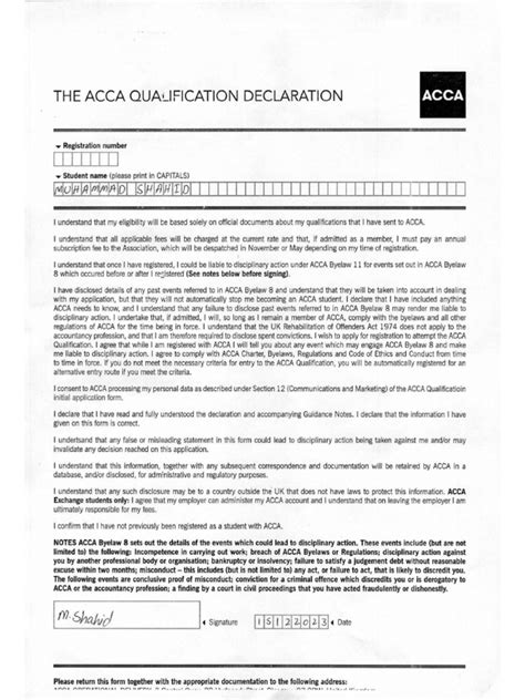 Student Declaration Form Pdf