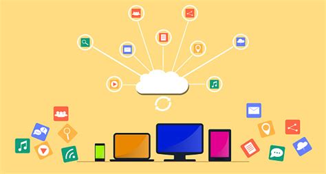 Modern Cloud Services And Cloud Computing Elements Concept Devices