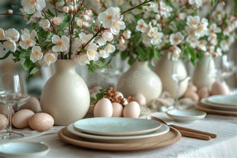 Nature S Palette Blushing Easter Eggs Arrayed On Seafoam Green Plates