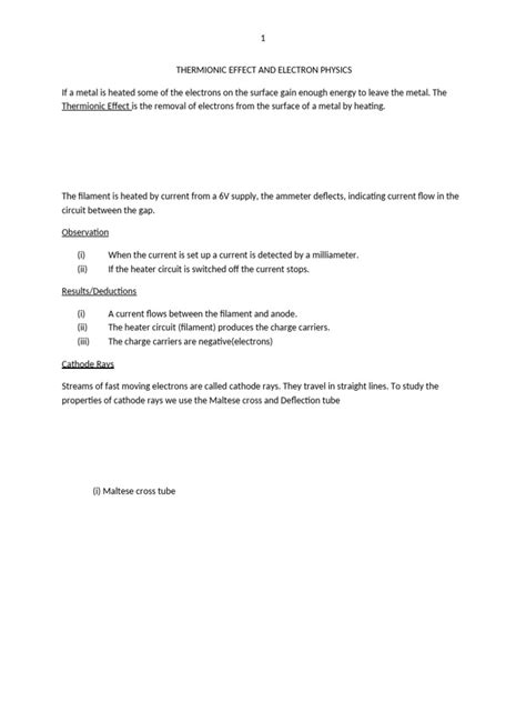 Thermionic Effect And Electron Physics Pdf Vacuum Tube Cathode