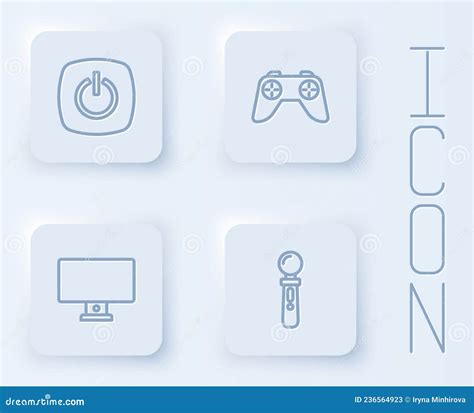 Set Line Power Button Game Controller Or Joystick Computer Monitor