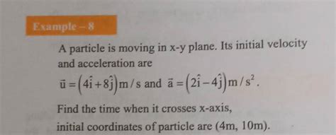 example −8a particle is moving in x−y plane its initial velocity and ac