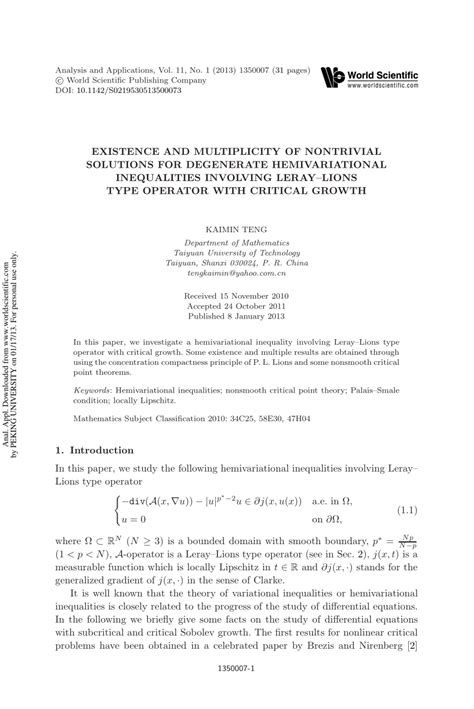 Pdf Existence And Multiplicity Of Nontrivial Solutions For Degenerate Hemivariational