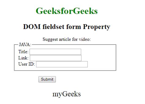 HTML DOM Fieldset Form Property GeeksforGeeks