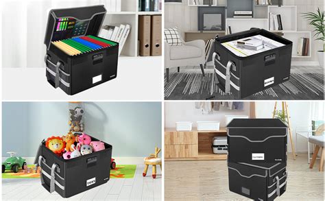 Amazon Com DocSafe Fireproof Document Box With Lock File Storage Organizer With Pockets