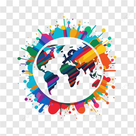 페인트가 튀는 다채로운 세계 지구 벡터 흰색 바탕에 인터넷 세계의 단순한 다채로운 아이콘 그림자 없음 작은 프레임 중앙 Png 일러스트 및 벡터 에 대한 무료