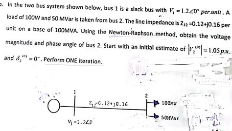 Solved In The Two Bus System Shown Below Bus Is A Slack Chegg