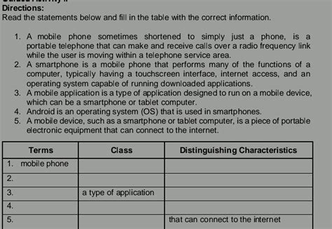Directions Read The Statements Below And Fill StudyX