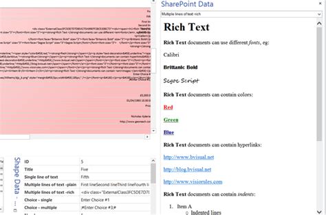 Using Sharepoint Rich Text Multiple Line Columns With Visio Services Bvisual