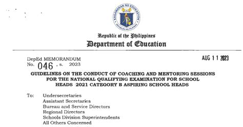 Deped Memorandum No 046 S 2023 Guidelines On The Conduct Of Coaching And Mentoring Sessions