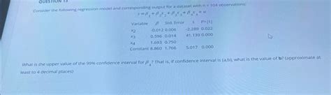 solved consider the following regression model and