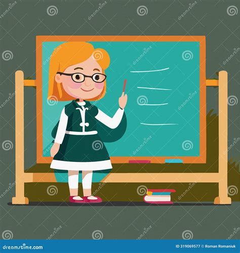 Woman Teacher Stands Near Blackboard Education And Back To School