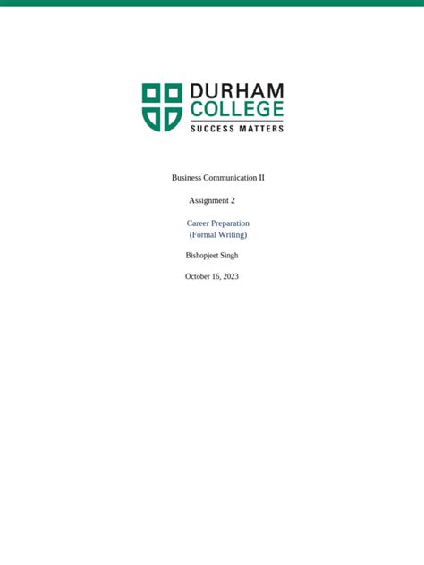 Career Preparation Assignment Pdf