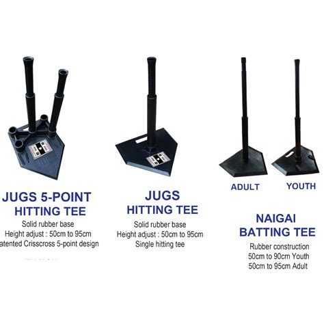 Jugs 5 Point Hitting Tee Naigai Batting Tee Solid Rubber Base Patented