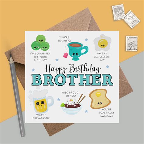Brother Birthday Card Funny Brother Pun Birthday Card Birthday Cards For Brother Funny