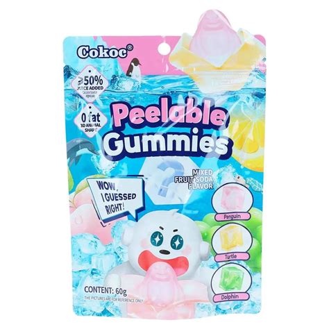 Gummies Cokoc Peelable Gummies Mixed Fruit Soda 60g Candy Pop