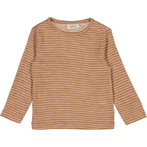 Wheat Stribet Uld Bluse Clay Melange Wool Stripe